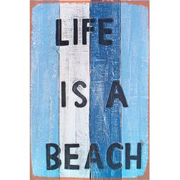 Metallbild queence "Beach", grau (farbe bild(er): grau), B:30cm H:20cm, Metall, Stahl, Bilder, Metallbild, Stahlschild, Blechschild, Spr&uuml;che, Texte, witzig