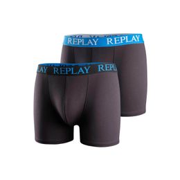 Boxershorts Replay "Boxershort 2er Pack", Herren, Gr. L, schwarz (schwarz, blau), Obermaterial: 95% Baumwolle CO. 5% Elasthan EL., Unterhosen Boxershorts