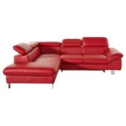 Ecksofa COTTA "Driver L-Form", rot, B:268cm H:73cm T:214cm, Kunstleder SOFTLUX;LEDER BEEFY (ein abgedecktes Spalt-Rindsleder) im Sitz und R&uuml;cken (Korpus in Kunstleder);Luxus-Kunstleder;Leder Pampas (echtes Rindsleder) im Sitz und R&uuml;cken (R&uuml;ckseite mit Spannstoff bezogen), Sofas, Ecksofa, mit Kopfteilverstellung, wahlweise mit Bettfunktion & Bettkasten