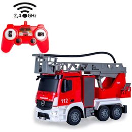 RC-LKW Jamara "Feuerwehr Drehleiter Mercedes -Benz Antos 2,4GHz", rot, Fernlenkfahrzeuge, KinderB:12,3cm H:17,7cm T:32,6cm, Kunststoff, RC-LKW, mit Spritzfunktion; LED-Licht; Ma&szlig;stab 1:26, B:12,3cm H:17,7cm T:32,6cm