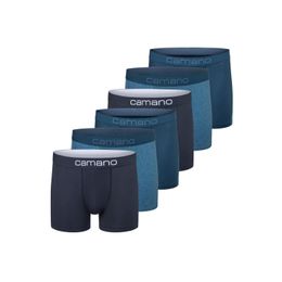 Boxershorts Camano "Boxershort Men comfort BCI Cotton Boxershorts 6p in Box 6er Pack", Herren, Gr. M, blau, Obermaterial: 95% Baumwolle CO. 5% Elasthan EL., Unterhosen Boxershorts