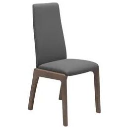 Polsterstuhl stressless "Laurel", grau (grau batick, walnuss), B:57cm H:105cm T:60cm, Leder BATICK: BATICK ist ein leicht korrigiertes, durchgef&auml;rbtes und genarbtes M&ouml;belleder, bei dem die meisten Unebenheiten und Spuren in der Regel entfernt wurden., St&uuml;hle, Polsterstuhl, High Back, Gr&ouml;&szlig;e M, mit abgerundeten Beinen in Walnuss
