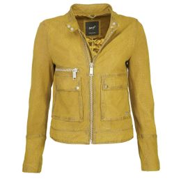 Lederjacke Maze "Lederjacke Clermont", Damen, Gr. L, gelb, Obermaterial: 100% Lammnappaleder LANA. Futter: 100% Polyester PES., Jacken Lederjacke