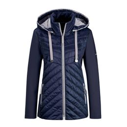 Kurzjacke GOLDNER "Kurzgr&ouml;&szlig;e Steppjacke mit abnehmbarer Kapuze", Damen, Gr. 19, blau (marine), Obermaterial: 60% Polyester PES. 40% Polyamid PA., Sonstiges, Jacken Kurzjacke, Kontrastfarbige Blenden und Details