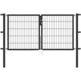 Zaundoppelt&uuml;r Alberts "Flexo", grau (anthrazit), B:200cm H:100cm, Stahl, Tore, Zaundoppelt&uuml;r, 200 cm Breite, in versch. H&ouml;hen