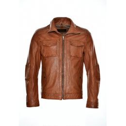 Bikerjacke JCC "Lederjacke 3102101BI", Herren, Gr. 48, braun (cognac), Obermaterial: 100% Lammnappaleder LANA. Futter: 100% Baumwolle CO., Jacken Bikerjacke