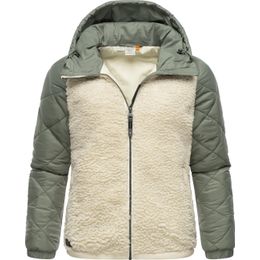 Kapuzensweatjacke Ragwear "Outdoorjacke Leeloo", Damen, Gr. 5XL, beige (ecru blocked), Obermaterial: 100% Polyester PES. Futter: 100% Polyester PES., Sweatjacken Kapuzensweatjacke
