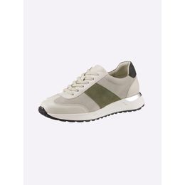 Sneaker Heine, Damen, Gr. 39, bunt (beige, khaki), Glattleder, Leder, Rindsleder, Veloursleder, Schuhe Sneaker