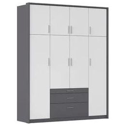 Kleiderschrank Rauch "Schrank Dreht&uuml;renschrank Garderobe Ankleide Schlafzimmer HILDESHEIM", wei&szlig; (graumetallic, alpinwei&szlig;), B:185cm H:231cm T:58cm, Holzwerkstoff, Schr&auml;nke, Kleiderschrank, oberste Schublade mit praktischer Facheinteilung MADE IN GERMANY