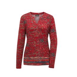 Print-Shirt GOLDNER "Kurzgr&ouml;&szlig;e Elegantes Blusenshirt, Paisley-Design", Damen, Gr. 19, rot (cayenne, gemustert), Obermaterial: 95% Viskose CV. 5% Elasthan EL., figurumspielend, Gerade, Shirts Print-Shirt, keine/nicht relevant