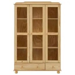 M&ouml;bilia Vitrine M&Ouml;BILIA "Chur", beige (natur), B:126cm H:189cm T:35cm, Massivholz, Schr&auml;nke, Vitrine, Gefertigt aus massivem Kieferholz