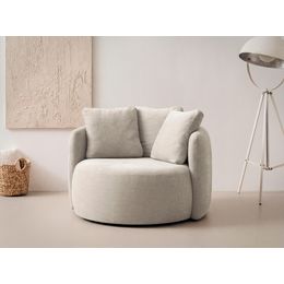 Sessel OTTO HOME "Kaarl, moderner Rundsessel, Loungesessel, Loveseat", hellbeige, B:120cm H:90cm T:120cm, Sessel, Sessel, Webstoff, in f&uuml;nf Farben, inkl. R&uuml;ckenkissen, zeitloses Design