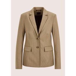 Madeleine Mode Jackenblazer MADELEINE "Blazer Eleganter Einreiher im Minimal-Design", Damen, Gr. 38, schwarz (caramel, schwarz), Obermaterial: 63% Polyester PES. 34% Viskose CV. 3% Elasthan EL., Modern, Blazer Jackenblazer, Minimaldesig