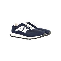Sneaker Armani Exchange "Sneaker SNEAKER DROP MICROSUEDE+MESH+CALF PU", Herren, Gr. 46, blau (dunkelblau, wei&szlig;), Obermaterial: 60% Polyester PES. 20% Polyamid PA. 20% Polyurethan PU. Futter: 100% Polyester PES. 100% Gummi rubber., Schuhe Sneaker