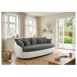 Big-Sofa COTTA "Aruba", anthrazit, wei&szlig;, B:238cm H:79cm T:140cm, Luxus-Microfaser (100% Polyester); Microfaser-Feinstruktur (pflegeleichte Microfaser, mit feiner Struktur, 100% Polyester), Sofas, Big-Sofa, gem&uuml;tliches Megasofa in XXL in organischer Form mit vielen Kissen