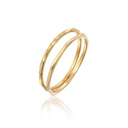 Ring-Set Elli Premium "Ring Stapelringe Stacking Bandring (2 tlg.) 375 Gelbgold" Gr. 52, gold, Fingerringe, Damen, 52, Gelbgold 375, Ring-Set