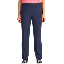 Anzughose, Damen, Gr. 42, N-Gr, blau (marine), Web, Obermaterial: 97% Polyester, 3% Elasthan, HERMANN LANGE Collection, unifarben, regular fit lang, Hosen Anzughose, mit elastischem Bund und Bundfalten