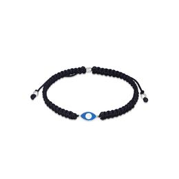 Armkette Kuzzoi "Armband Evil Eye Symbol Nylon Schwarz 925 Silber" Gr. 190, schwarz, Armb&auml;nder, Herren, Silber 925 (Sterlingsilber), Armkette