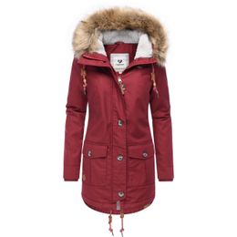 Winterjacke Ragwear "Wintermantel Jane YOUMODO", Damen, Gr. L, rot (wine rot), Obermaterial: 65% Polyester PES. 35% Baumwolle CO. Obermaterial: Futter: 100% Polyester PES. 100% Polyester PES., Jacken Winterjacke