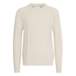 Strickfleece-Pullover Casual Friday "Strickpullover CFKRISTIAN crew neck cable knit", Herren, Gr. XL, beige (moonstruck), Obermaterial: 25% Wolle WO. 25% Polyacryl PAN. 24% Nylon NY. 20% Baumwolle CO. 6% Viskose CV., Pullover Strickfleece-Pullover