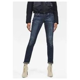 G-Star Raw Straight-Jeans G-STAR "Midge", Damen, Gr. 28, L&auml;nge 32, blau (schwarz aged), Denim/Jeans, Obermaterial: 92% Baumwolle, 7% Polyester, 1% Elasthan, unifarben, straight fit lang, Jeans Straight-Jeans, 5-Pocket-Design mit markanten Steppn&auml;hten