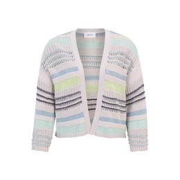 Cardigan Cartoon "Strick-Cardigan mit Color Blocking", Damen, Gr. 34, bunt (beige, blau), Obermaterial: 77% Baumwolle CO. 23% Polyester PES., Strickjacken Cardigan