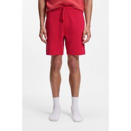 Pyjamashorts BOSS "Waffle Shorts", Damen, Gr. L, N-Gr, medium rot 610, Jersey, Obermaterial: 60% Baumwolle, 40% Polyester, lang, Hosen Pyjamashorts