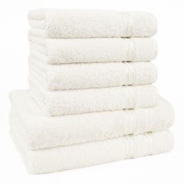 Handtuch Set HAMMETEX "6-teiliges Handtuch Set, 100% Baumwolle, Weich & Saugstark", beige (creme), 6 Stk., Frottier, Frottier, Obermaterial: 100% Baumwolle, Handtuch-Sets, Handtuch Set, mit Bord&uuml;re, einfarbig, weich