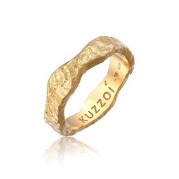 Silberring Kuzzoi "Ring Herren Bandring Organic Struktur 925 Silber" Gr. 62, gold, Fingerringe, Herren, 62, Silber 925 (Sterlingsilber), Silberring