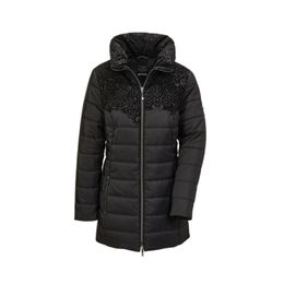 Steppjacke GOLDNER "Steppjacke mit h&uuml;bschem Flock-Druck", Damen, Gr. 42, schwarz, Obermaterial: 100% Polyester PES., figurumspielend, Sonstiges, Jacken Steppjacke, Mit fantasievollem Flockdruck
