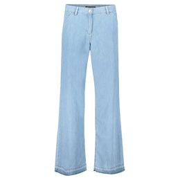 Relaxhose Betty Barclay "Casual-Hose mit offenem Saum", Damen, Gr. 44, EURO, blau (light blau denim), Obermaterial: 50% Baumwolle CO. 40% Lyocell CLY. 10% Modal CMD., Hosen Relaxhose