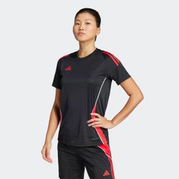 Fu&szlig;balltrikot adidas Performance "TIRO 24 TRIKOT", Damen, Gr. XS, schwarz (schwarz, pure ruby), Obermaterial: 100% Polyester, Rundhals, Trikots Fu&szlig;balltrikot