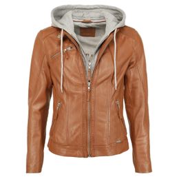 Lederjacke Mustang "Lederjacke", Damen, Gr. XXL, braun (cognac), Obermaterial: 100% Lammleder LEL. Futter: 100% Baumwolle CO., Jacken Lederjacke