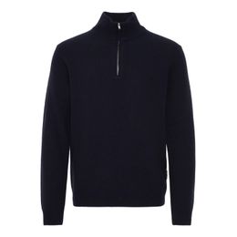 Troyer Casual Friday "Troyer CFKARL halfzip lambswool knit", Damen, Gr. L, blau (schwarz navy), Feinstrick, Obermaterial: 80% Wolle WO. 20% Polyamid PA., unifarben, normal, Pullover Troyer