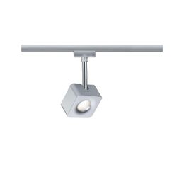 Paulmann Schienensystem-Leuchten "URail Schienenspot Cube 540lm 8W 2700K 230V Chrom matt, Chrom", silber (chromfarben, chromfarben), 1, H: 16,5cm, 1 Stk., Leuchten, dimmbar, Einzelspot, Schienensystem-Leuchten