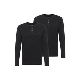 Longsleeve Mustang "Longsleeve Style Arminto 2P 2er Pack", Damen, Gr. 3XL, schwarz, Obermaterial: 100% Baumwolle CO(Bio)., Shirts Longsleeve