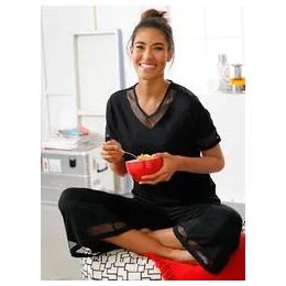 w&auml;schepur Schlafanzug W&Auml;SCHEPUR, Damen, Gr. 48/50, schwarz, 95% Viskose, 5% Elasthan, Homewear-Sets Schlafanzug