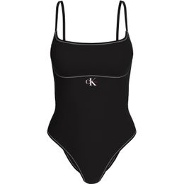 Badeanzug, Gr. XL (42), N-Gr, schwarz, Jersey, Obermaterial: 67% Nylon, 33% Elasthan, Calvin Klein Swimwear, unifarben, Badeanz&uuml;ge Badeanzug, K&ouml;rpernahe Passform mit verstellbaren Tr&auml;gern