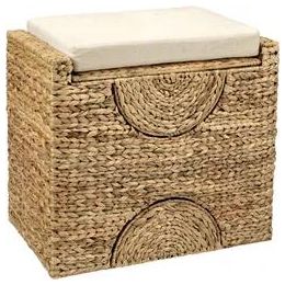 Hocker, beige (natur), B:56cm H:50cm T:35cm, Hocker, Hocker mit Stauraum Badhocker Sitzhocker