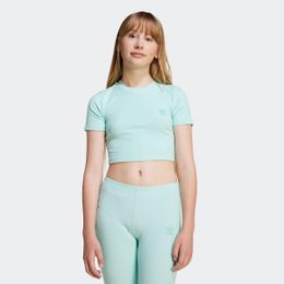 Tanktop adidas originals "RIB CROP TEE", M&auml;dchen, Gr. 158, blau (semi flash aqua), Obermaterial: 46% Baumwolle, 45% Viskose, 9% Elasthan, Tops Tanktop, eng anliegende Passform, sportlicher Stil, aus geripptem Material