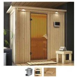Sauna Karibu "Vada", beige (naturbelassen), Saunaofen, externe Steuerung, 9 kW, Saunen, Ofen 9 KW externe Strg easy