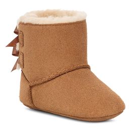 UGG Australia Krabbelschuh UGG "BABY BAILEY BOW", M&auml;dchen, Gr. 2/3 (18), chestnut, Veloursleder, Schuhe Krabbelschuh, Babyschuh, Hausschuh, Winterstiefel mit praktischem Klettverschluss