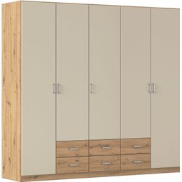 Dreht&uuml;renschrank Rauch "Kleiderschrank Garderobe GAMMA Breiten 91/136/181/226/271/315/360 cm", eiche artisan, beige (champagner), griffe alu, B:226cm H:210cm T:54cm, Holzwerkstoff, Schr&auml;nke, Dreht&uuml;renschrank, mit Schubladen, verschiedene Griff-Varianten TOPSELLER MADE IN GERMANY
