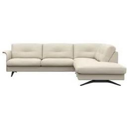 Ecksofa FLEXLUX "Glow, super bequem durch hochwertigem Sitzaufbau mit Federkern, L-Form", wei&szlig; (warm wei&szlig;), B:268cm H:81cm T:224cm, 100% Echteder, Sofas, Ecksofa, Skandinavisches Design, In hochwertiger Verarbeitung
