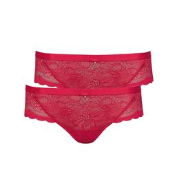 Brasilslip LISCA "2er Pack Damen Brazilian Slip Evelyn", Damen, Gr. 36, rot, Spitze, Obermaterial: 80% Polyamid PA. 20% Elasthan EL., Unterhosen Brasilslip