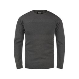 Strickfleece-Pullover INDICODE "Strickpullover IDErnesto", Herren, Gr. XL, grau (charcoal mix), Obermaterial: 80% Baumwolle CO. 20% Polyamid PA., Pullover Strickfleece-Pullover