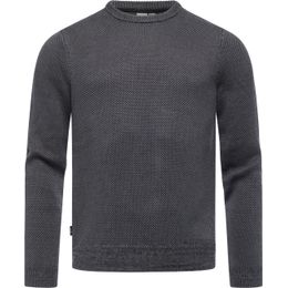 Sweater Ragwear "Strickpullover Larrs", Herren, Gr. M, schwarz (schwarz25), Obermaterial: 60% Baumwolle CO. 40% Polyacryl PAN. Futter: 60% Baumwolle CO. 40% Polyacryl PAN., gerade, Rundhals, Rippb&uuml;ndchen, Sweatshirts Sweater, stylischer Herren Sweatpullover mit Rippb&uuml;ndchen