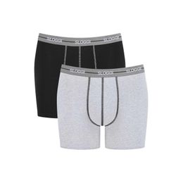 Boxershorts Sloggi "Boxershort Start Short C2P box 2er Pack", Herren, Gr. XXL, schwarz (schwarz, grau), Obermaterial: 96% Baumwolle CO. 4% Elasthan EL., Unterhosen Boxershorts