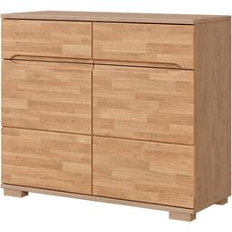 Sideboard Home Affaire "VETRO in zwei Farben Erh&auml;ltlich, teilmassiv, 2 Schubladen, 3 F&auml;cher", wei&szlig;, neutral, B:100cm H:85cm T:40cm, FSC-zertifiziertes Massivholz, FSC-zertifiziertes teilmassives Holz, Sideboards, Sideboard, B/T/H: 100/40/85cm Fronten: Massivholz, Korpus: Melamin, Griffmulden