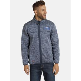 Sweatjacke Jan Vanderstorm "Strickfleecejacke KOLMUND", Herren, Gr. 4XL, blau (dunkelblau), Obermaterial: 100% Polyester COOLMAX PES(Coolmax)., Sweatjacken Sweatjacke